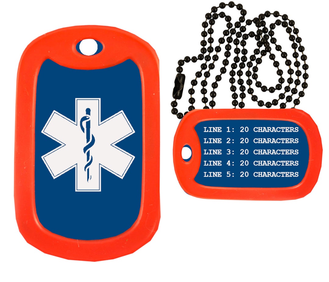 EMS EMT First Responder Dog Tag Necklace - Custom Engraved Military ...