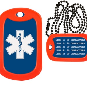 EMS EMT First Responder Dog Tag Necklace - Custom Engraved Military ...