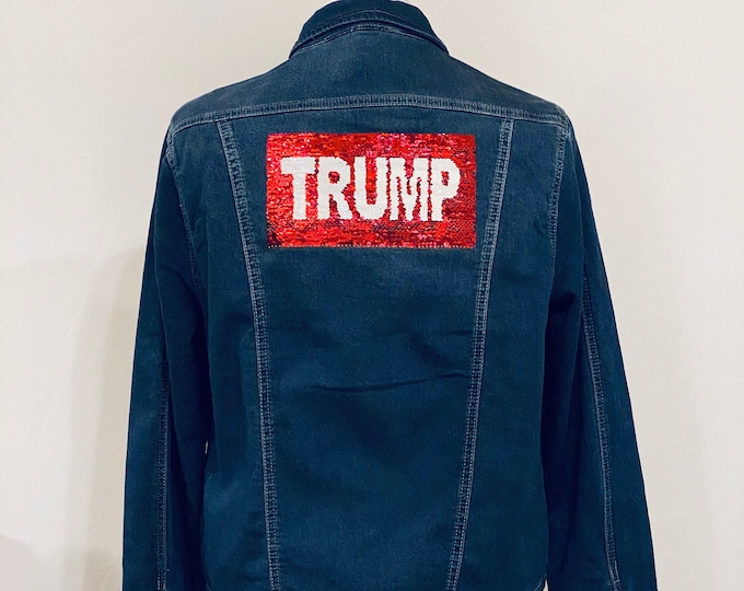 Trump, Sequins Denim Jacket - Flips From TRUMP to Flag, Size XL - Etsy