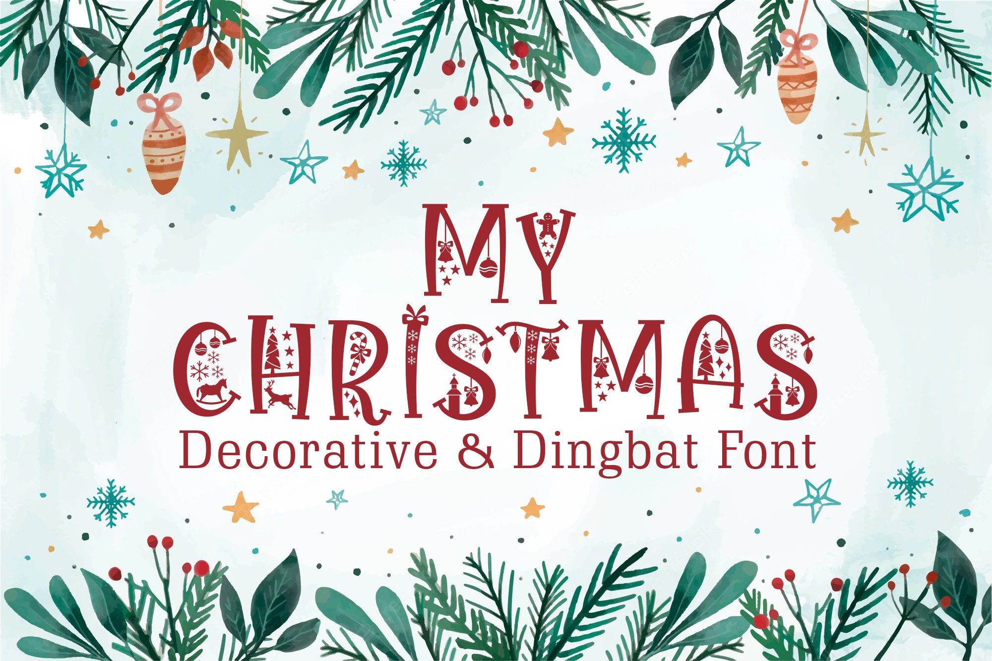 Christmas Decorative Font Christmas Alphabet Christmas - Etsy