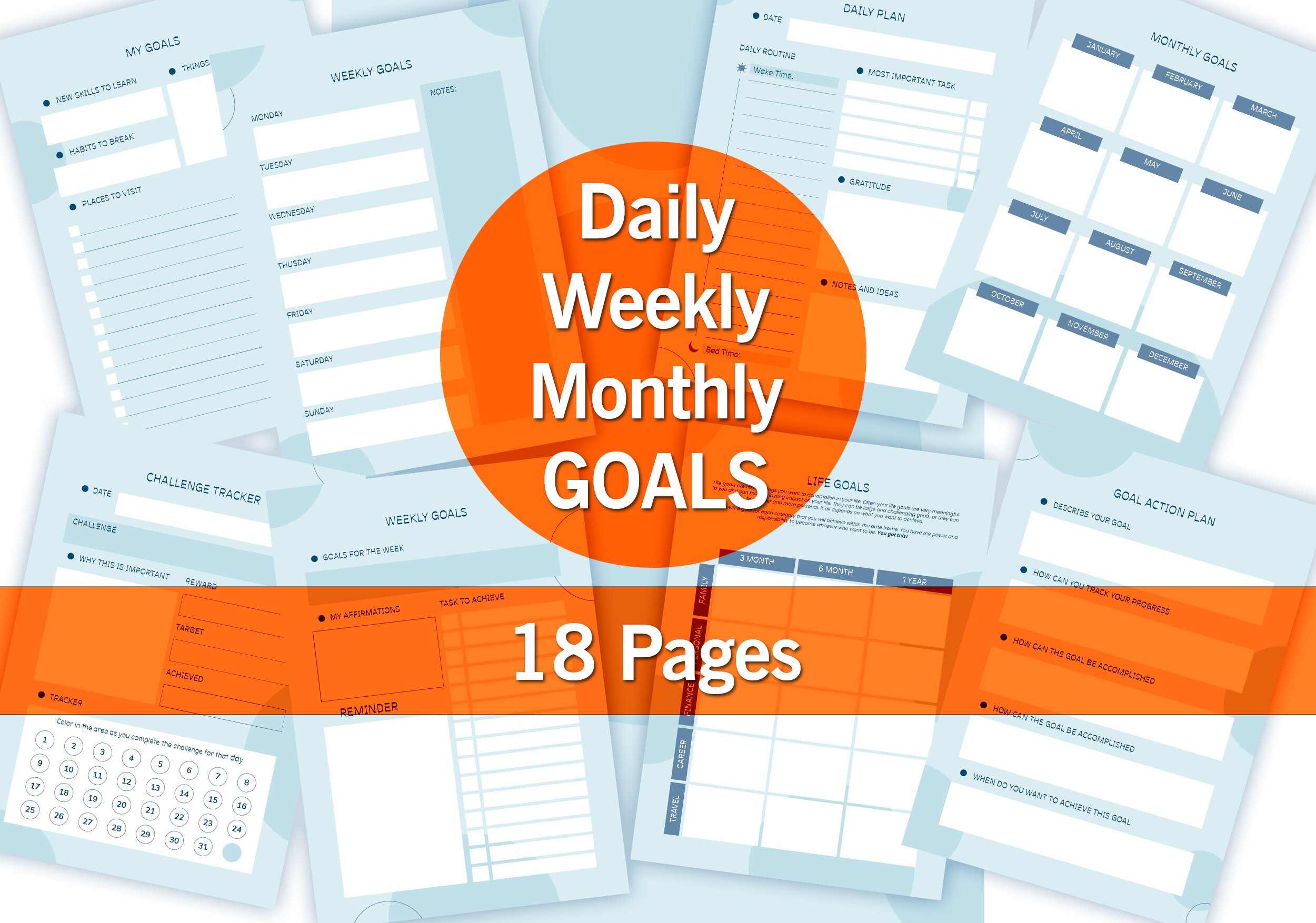 Printable Goal Planner Bundle Goal Tracker Habits - Etsy