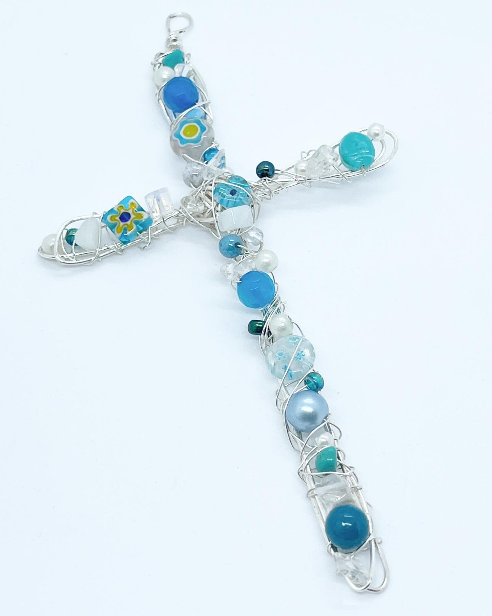 Christian Cross Wall Decoration Wire Beaded Crucifix Wall Hanging ...