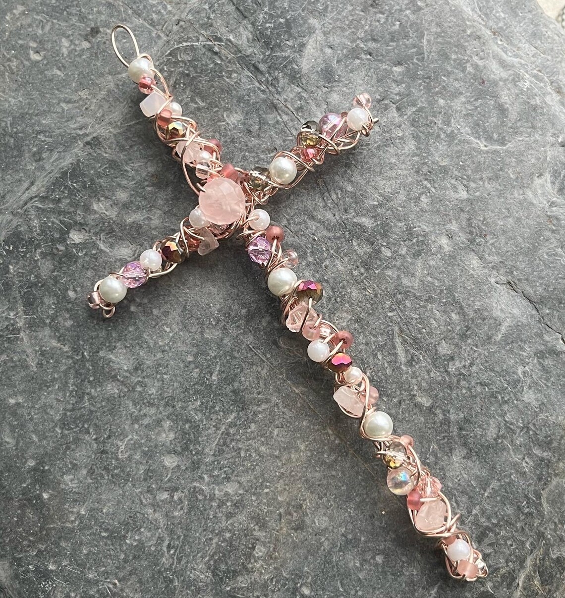 Christian Cross Wall Decoration Wire Beaded Crucifix Wall Hanging ...