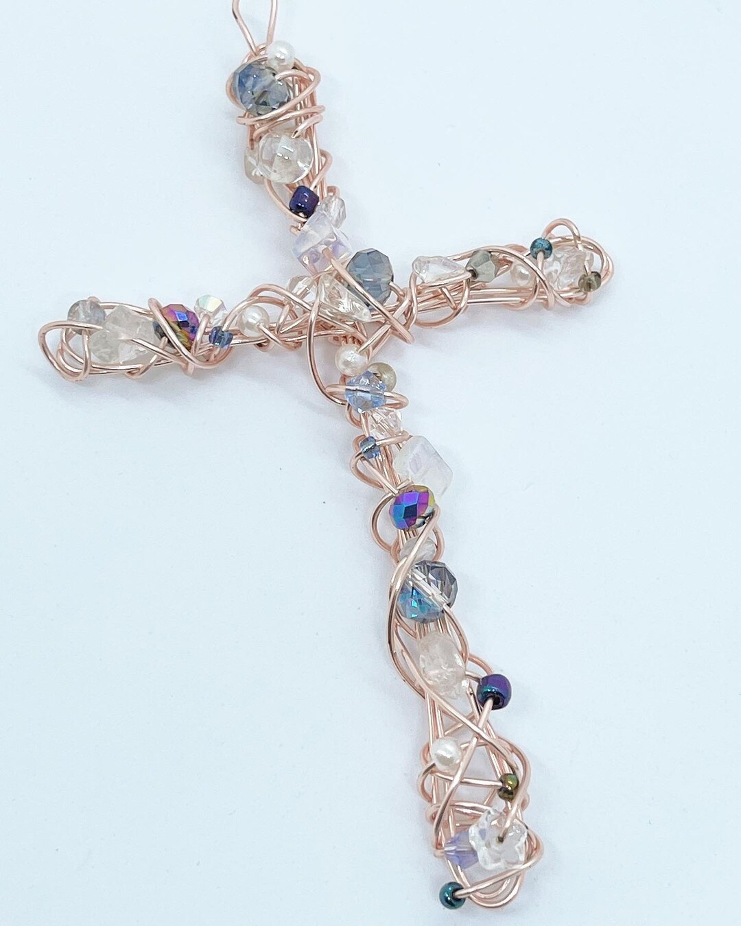 Christian Cross Wall Decoration Wire Beaded Crucifix - Etsy