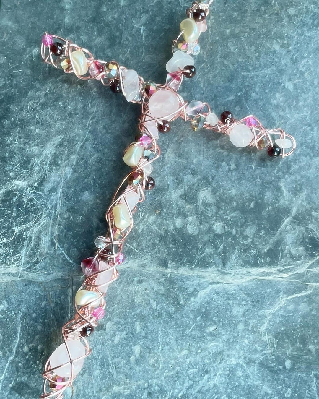 Christian Cross | Wall Decoration | Wire Beaded Crucifix | Wall Hanging ...