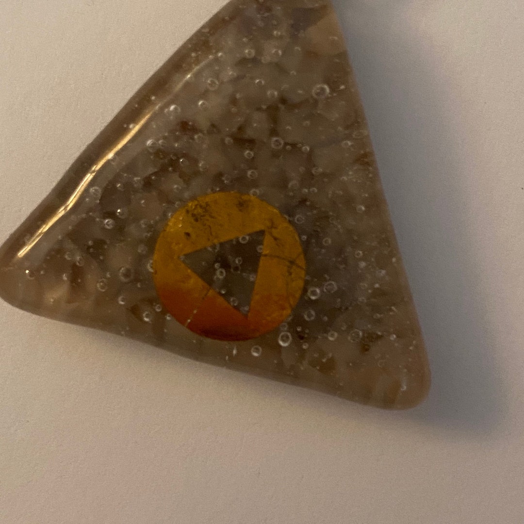 Taupe and 23k Gold Glass Triangle Pendant With Serenity Prayer on Back ...