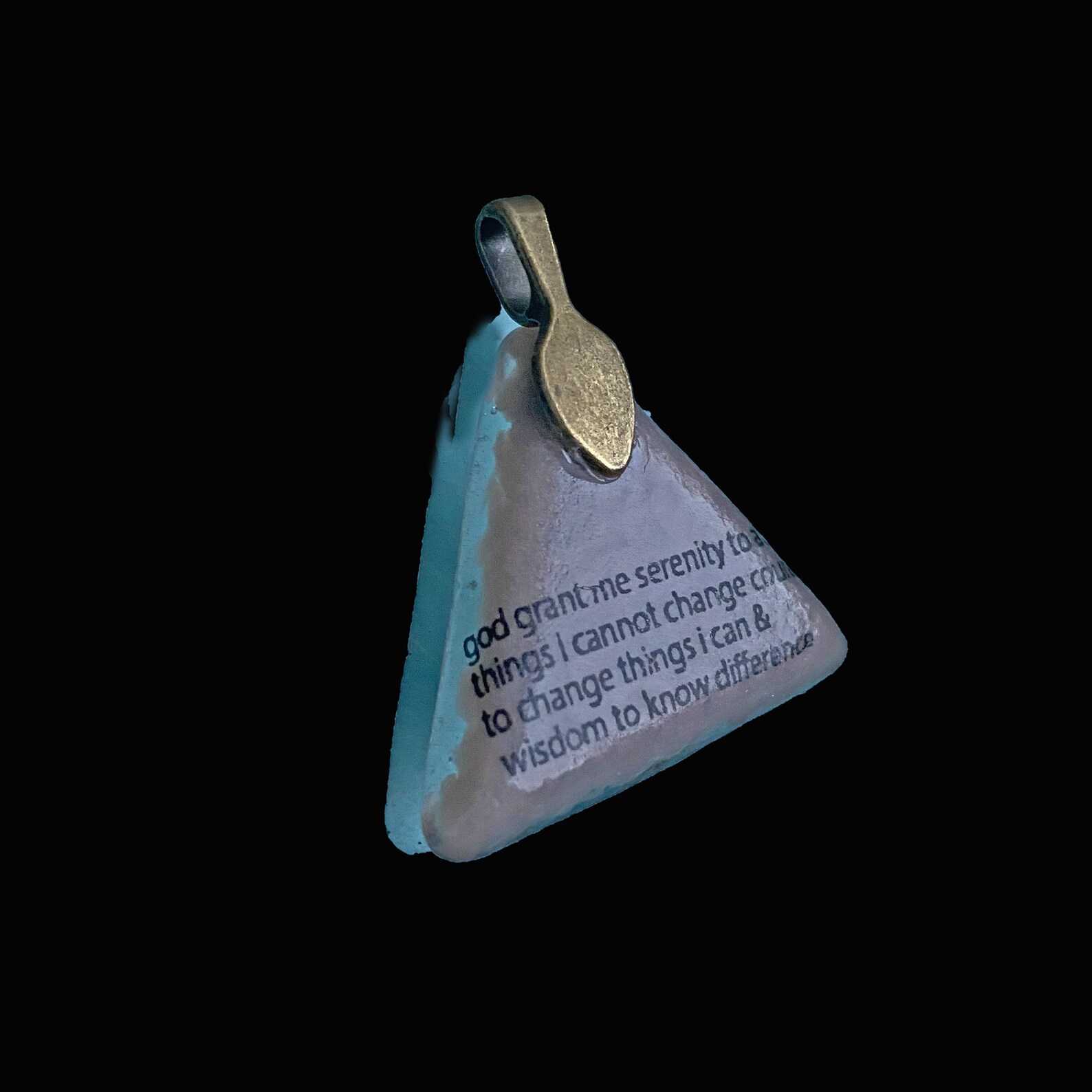 Taupe and 23k Gold Glass Triangle Pendant With Serenity Prayer on Back ...