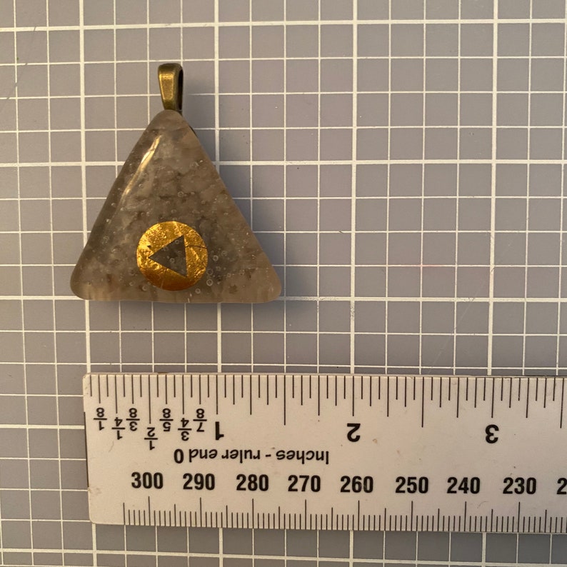 Taupe and 23k Gold Glass Triangle Pendant With Serenity Prayer on Back ...
