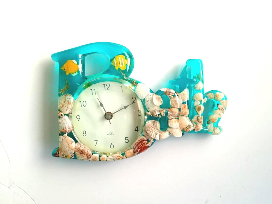 Vintage Kirch Bath Clock W/ Shells + Tropical Fish, Retro Lucite ...