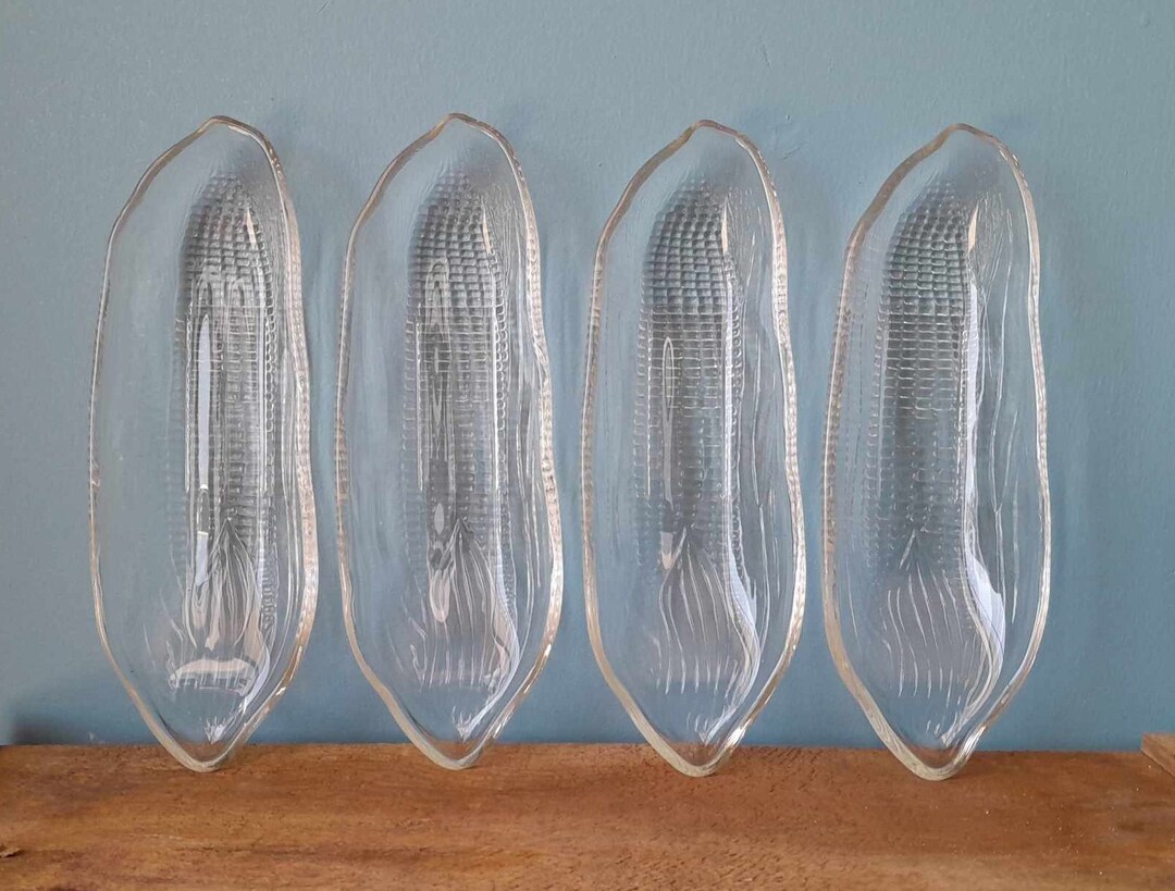 Glass Corn on the Cob Dishes Set of Four 4 Vintage and - Etsy