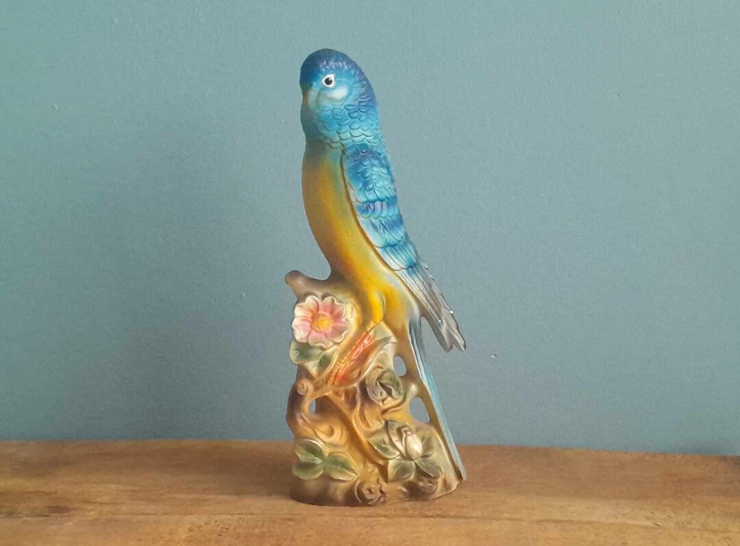 Parakeet Budgie Bird Figurine, Vintage Japan, Ceramic Blue Yellow - Etsy