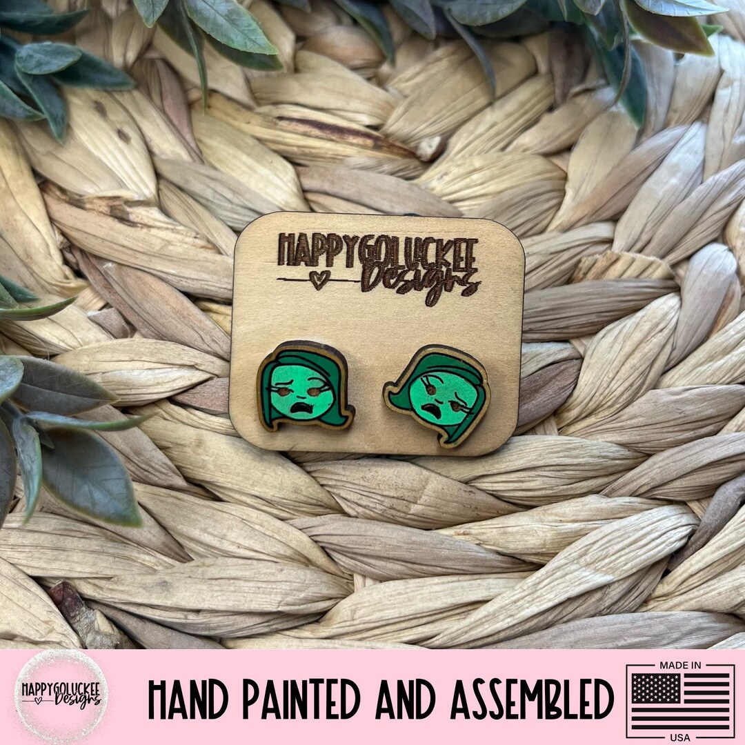 Character Inspired Emotion Earrings / Handpainted Wooden Studs ...