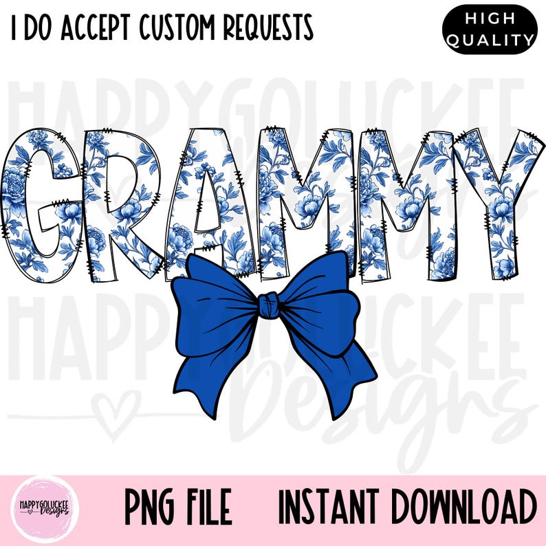 Grammy Chinoiserie PNG, Digital Download, Floral Grammy, Floral With ...