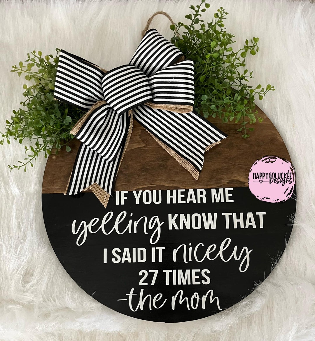Round Wooden Door Sign Funny Front Door Hanging Sign - Etsy
