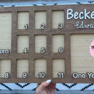 Birth to One Year Picture Frame / Wooden Personalized First Year / Baby ...