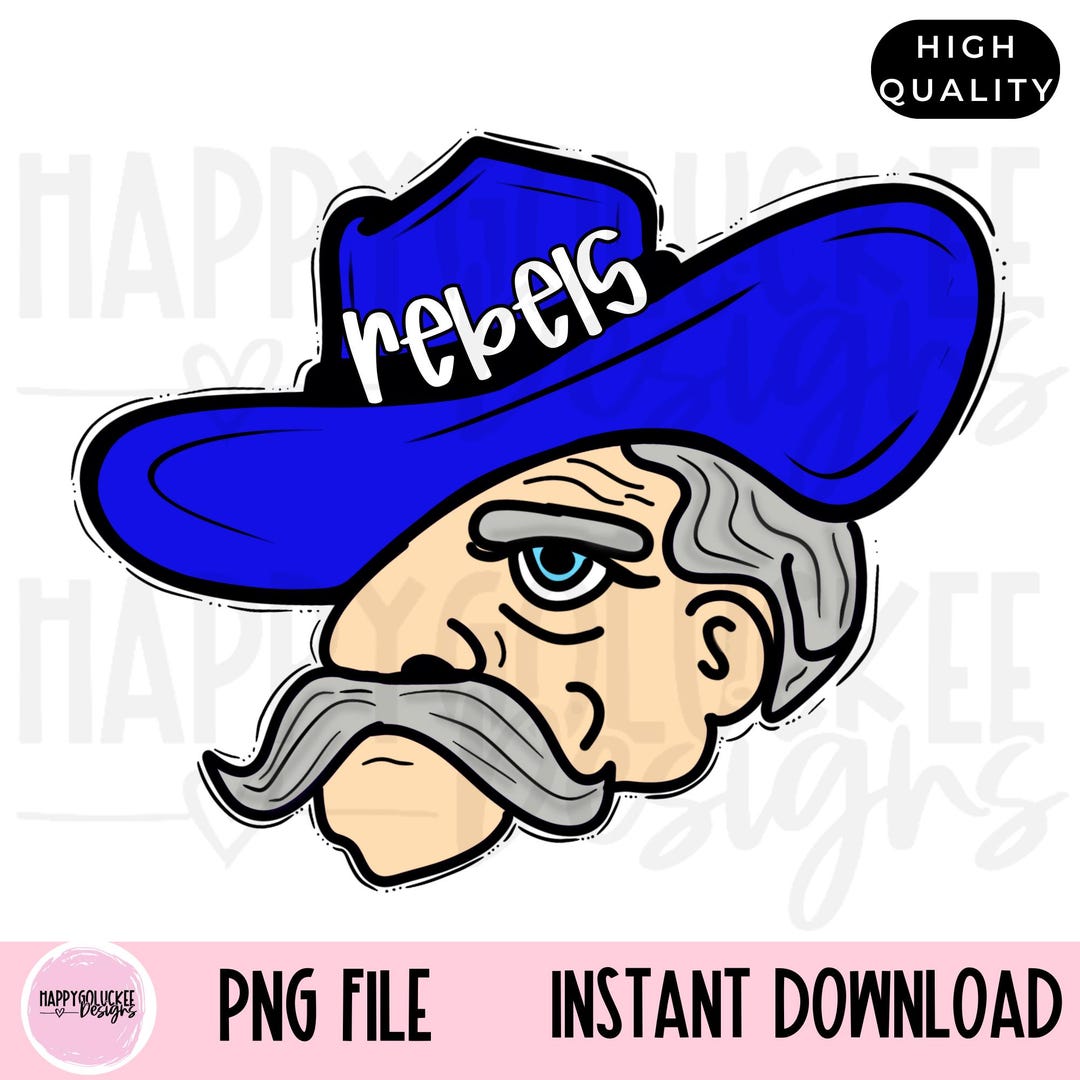 Royal Blue Rebels PNG, Colonel Mascot, Preppy Mascot Digital Download ...