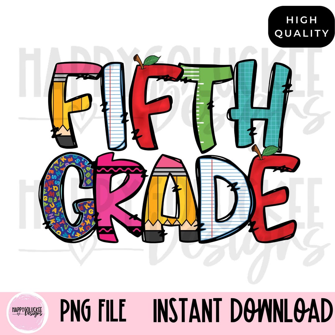 Fifth Grade Doodle PNG, Teachers Tshirt, Back to School, Perfect for ...