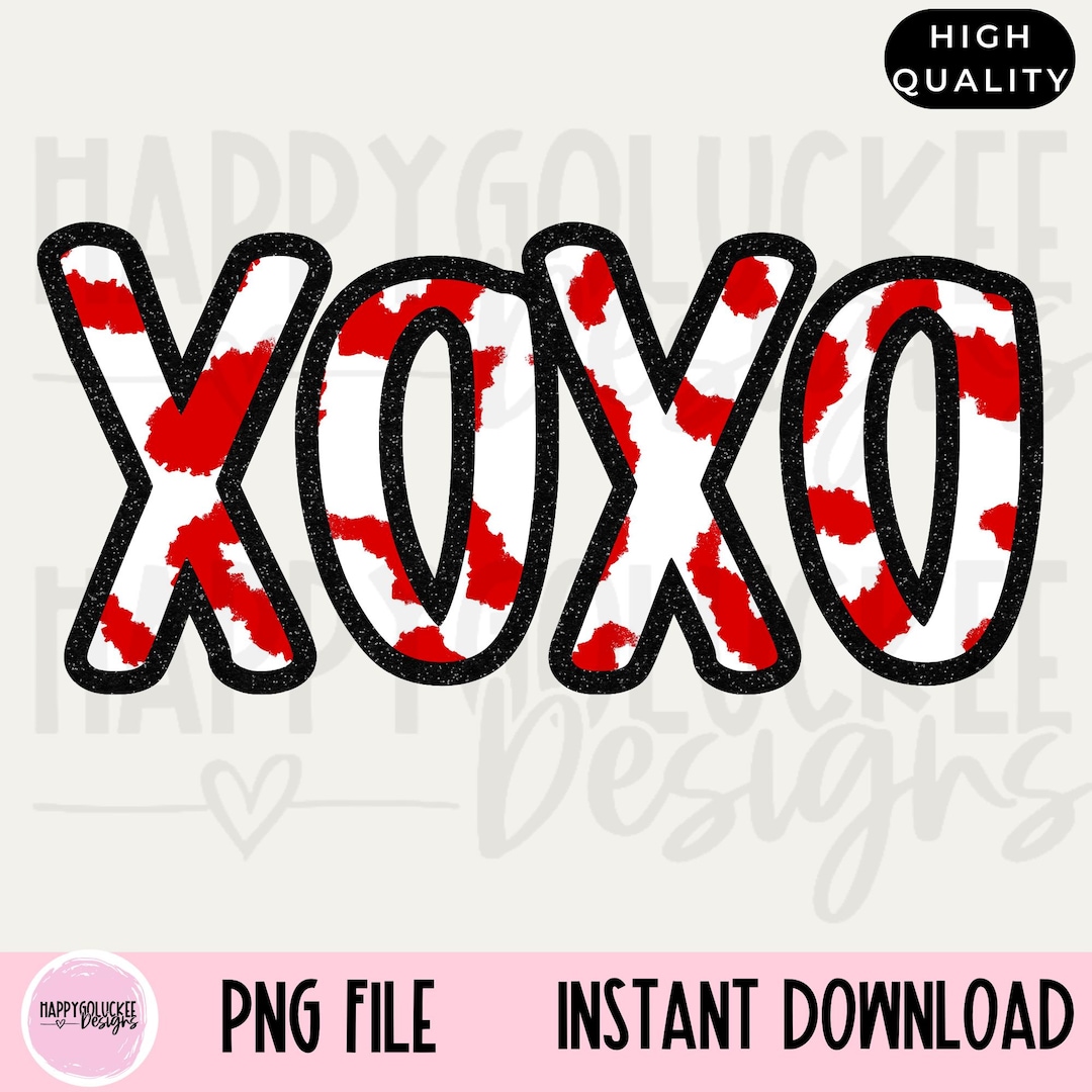 Faux Sparkle Xoxo PNG, Digital Download, Valentines Day Design, Faux Sequin PNG, Valentines, Red ...