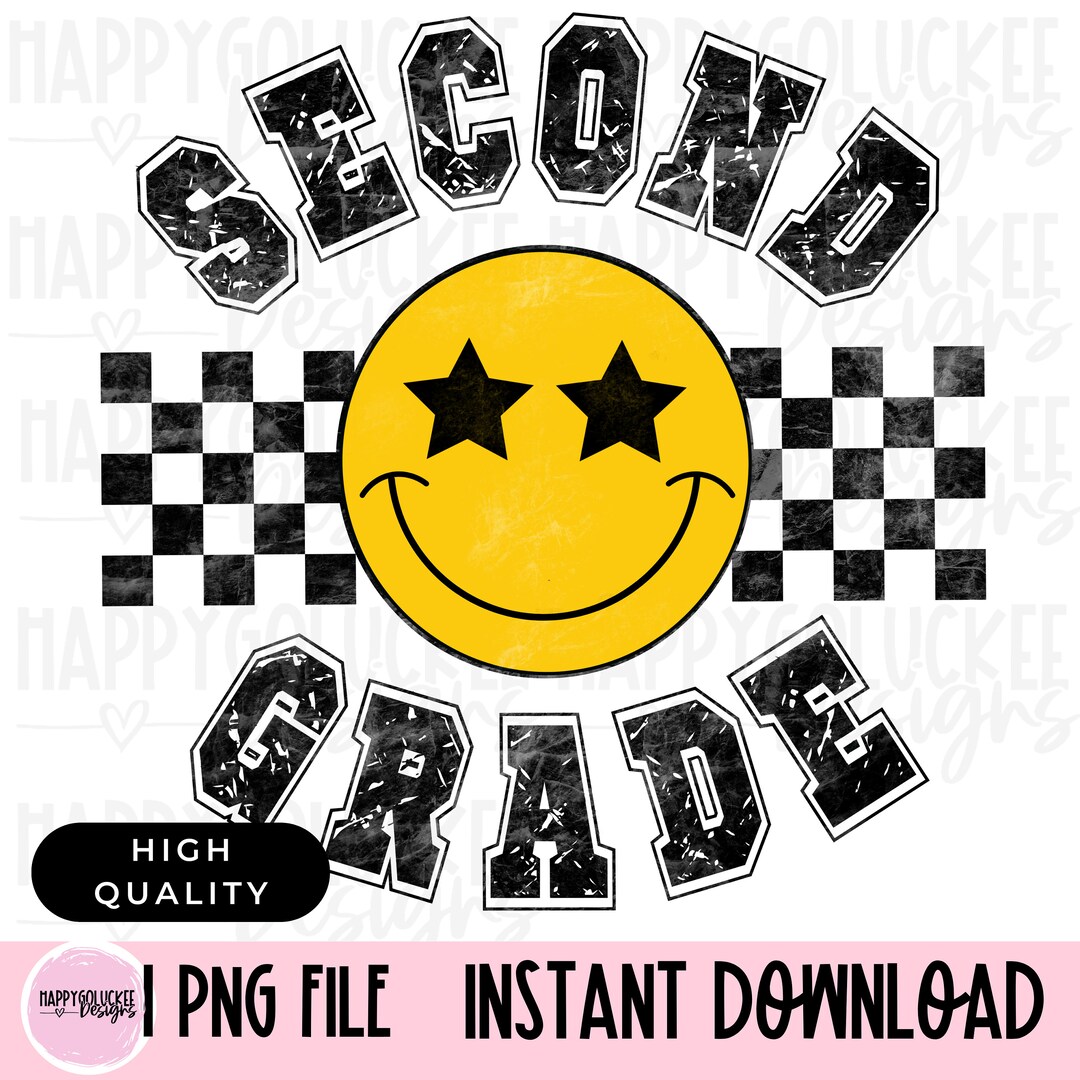 Second Grade PNG, Retro Distressed Png, Teacher Tshirt, Back to School ...