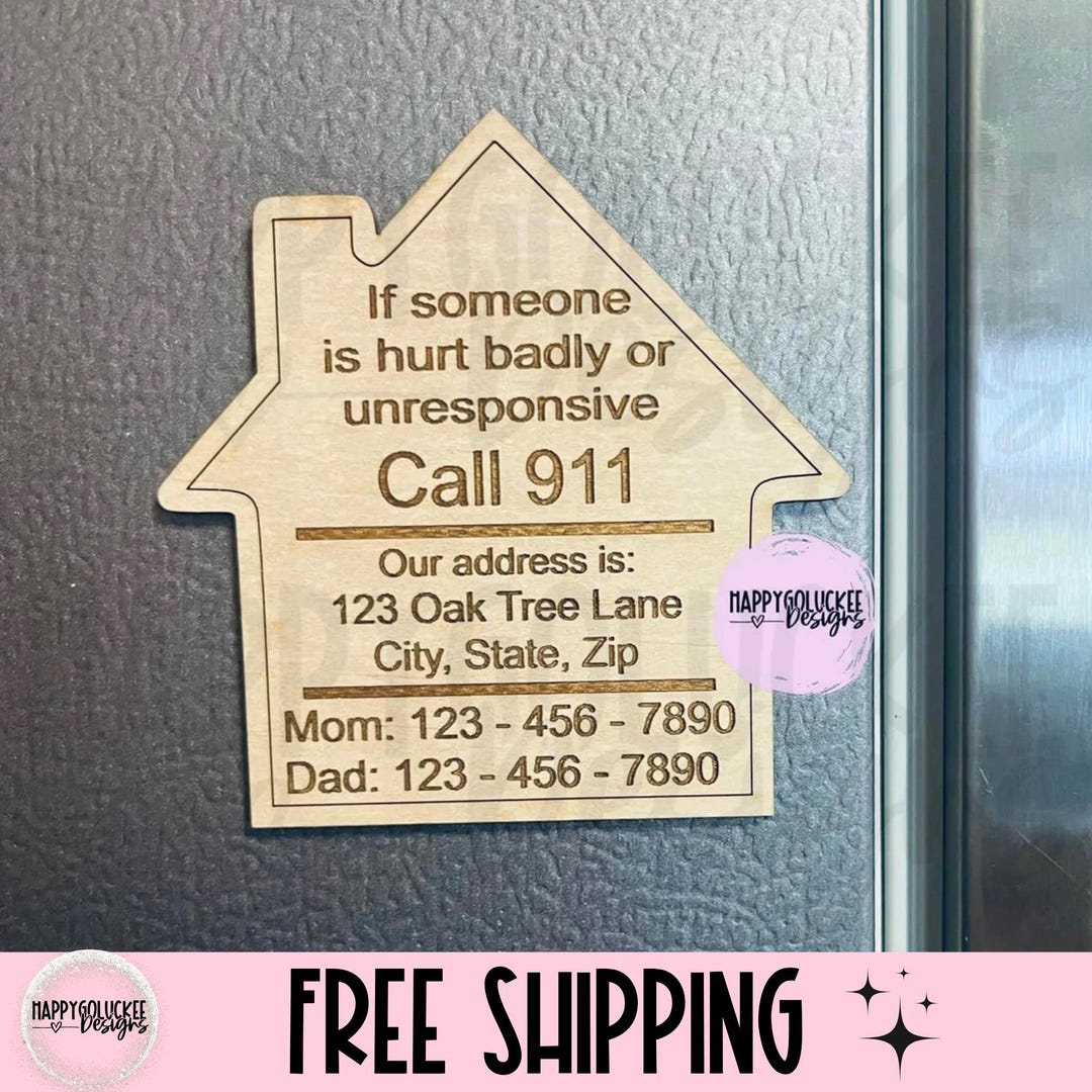 Emergency Magnet / Fully Engraved/ Contact Information/ in Case of ...