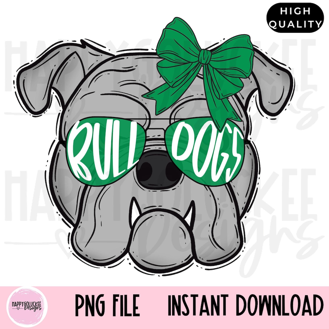 Green Bulldogs PNG, Bulldog Mascot, Girly Mascot Digital Download ...