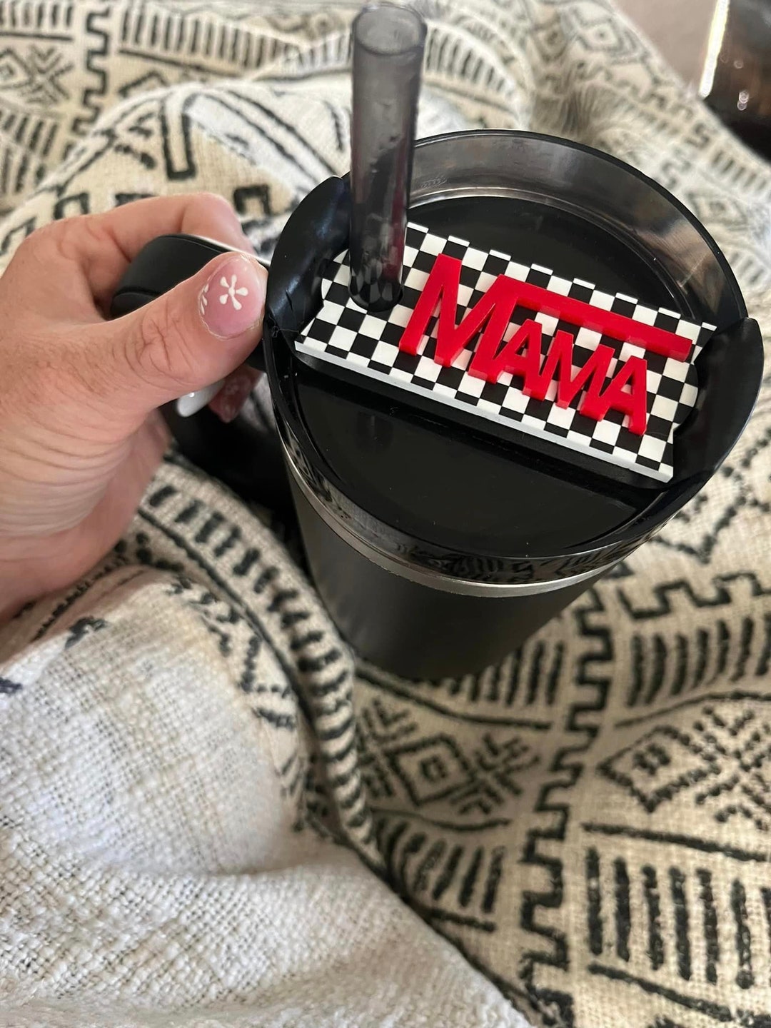 Checkered Style Stanley Topper / Acrylic Mama Cup Topper, Tumbler ...