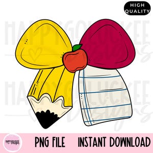 Pencil and Notebook Paper Bow PNG, Apple Pencil and Paper Bow, Student ...