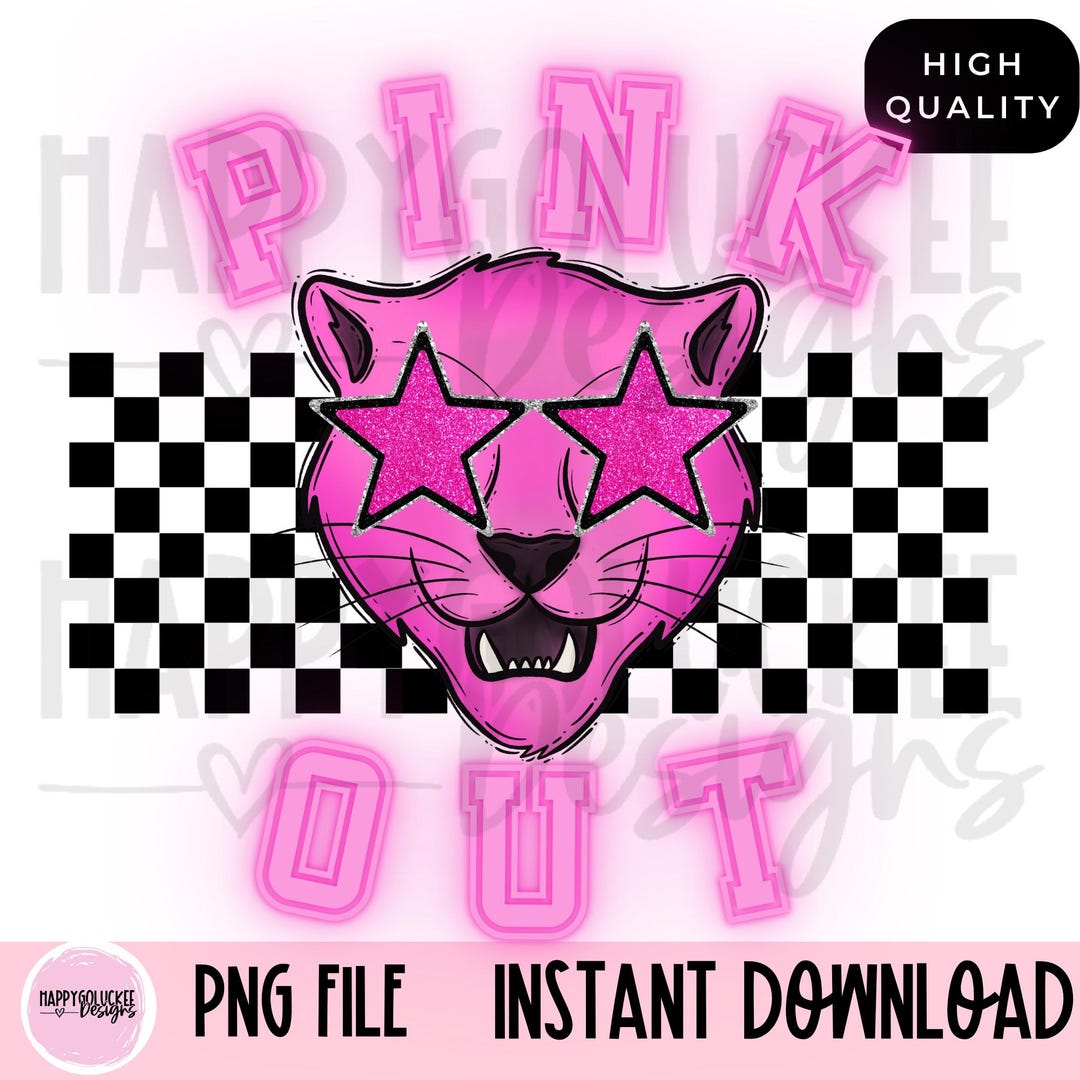 Panthers Neon Pink Out PNG, Preppy Mascot Style, Breast Cancer ...