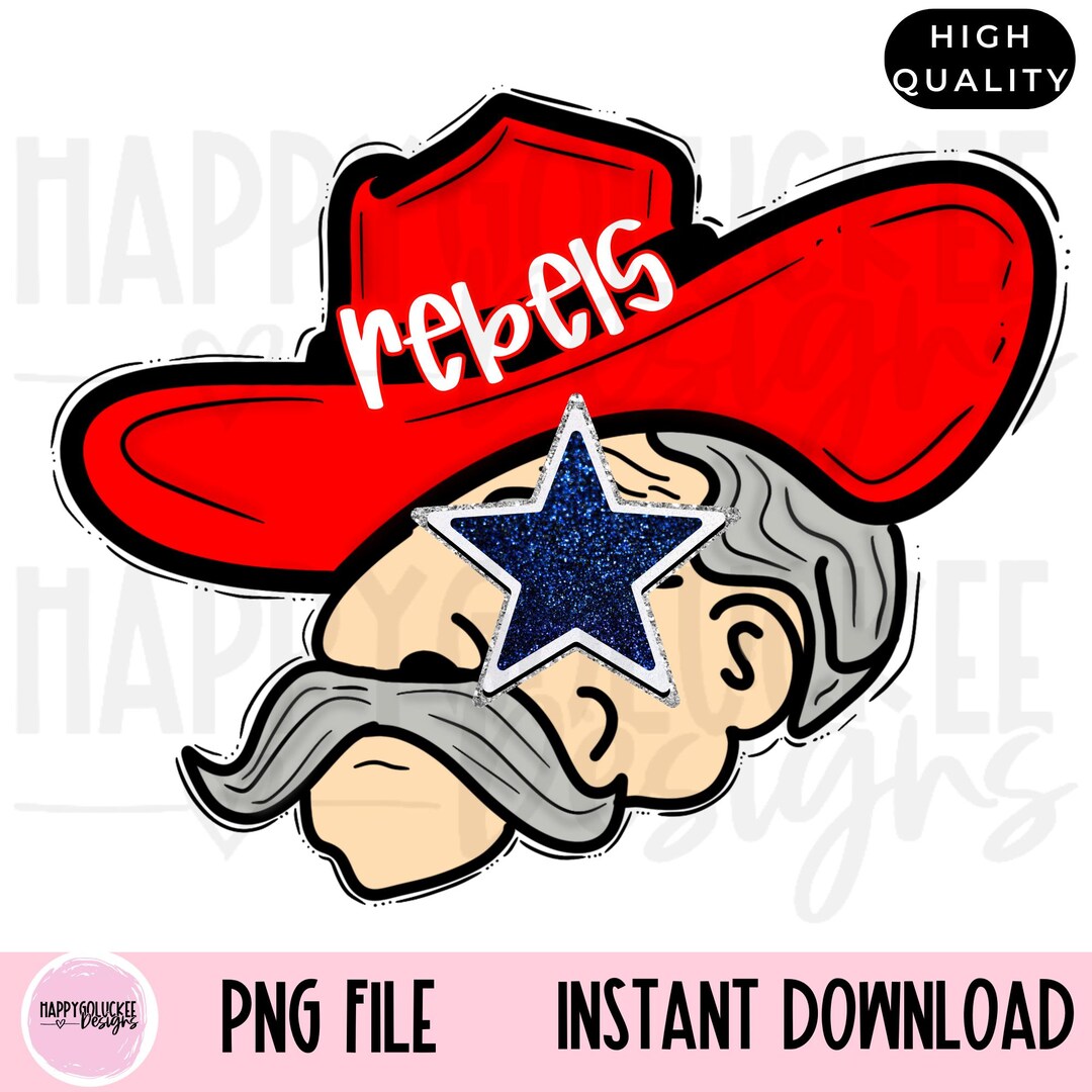 Red Navy Rebels PNG, Colonel Mascot, Preppy Mascot Digital Download ...