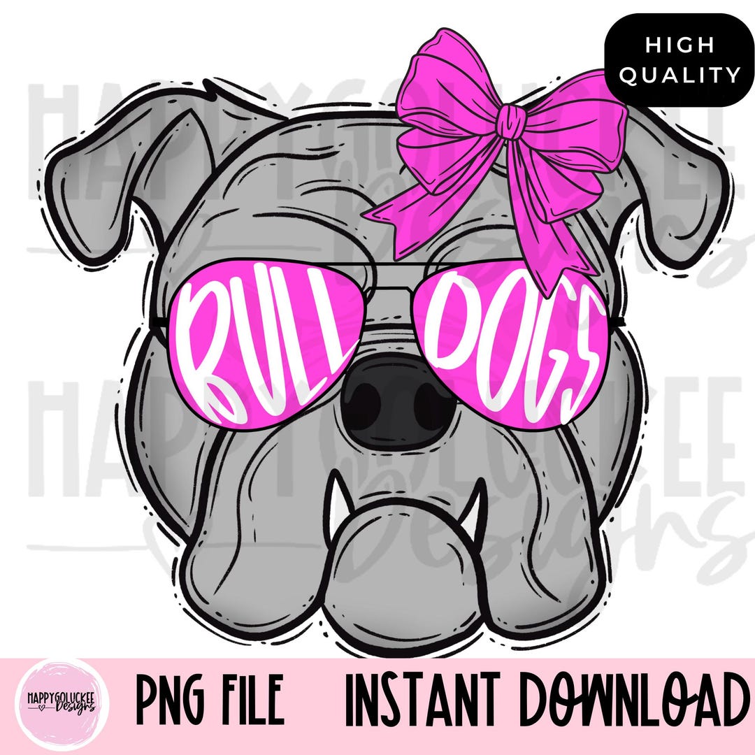 Pink Bulldogs PNG, Bulldog Mascot, Girly Mascot Digital Download ...