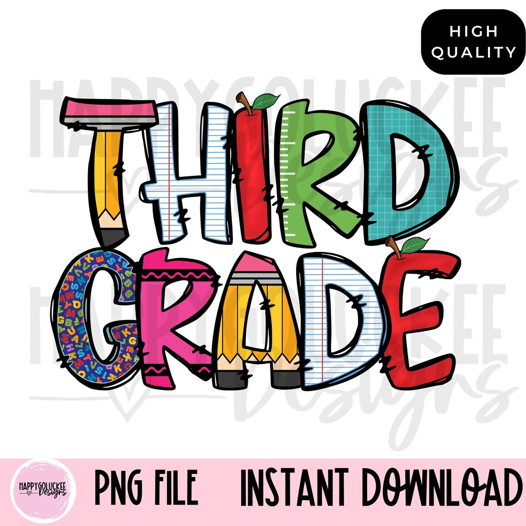 Third Grade Doodle PNG, Teachers Tshirt, Back to School, Perfect for ...