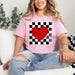 Red Heart With Checkered Background, Distressed Checkered Valentines ...