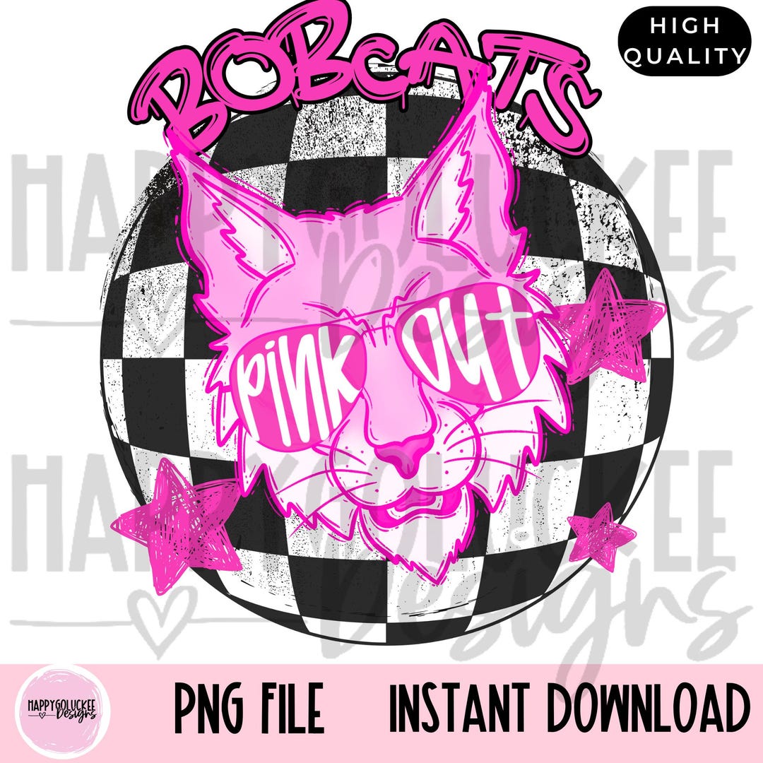Pink OUT Bobcats PNG, Bulldog Mascot, Girly Mascot Digital Download ...