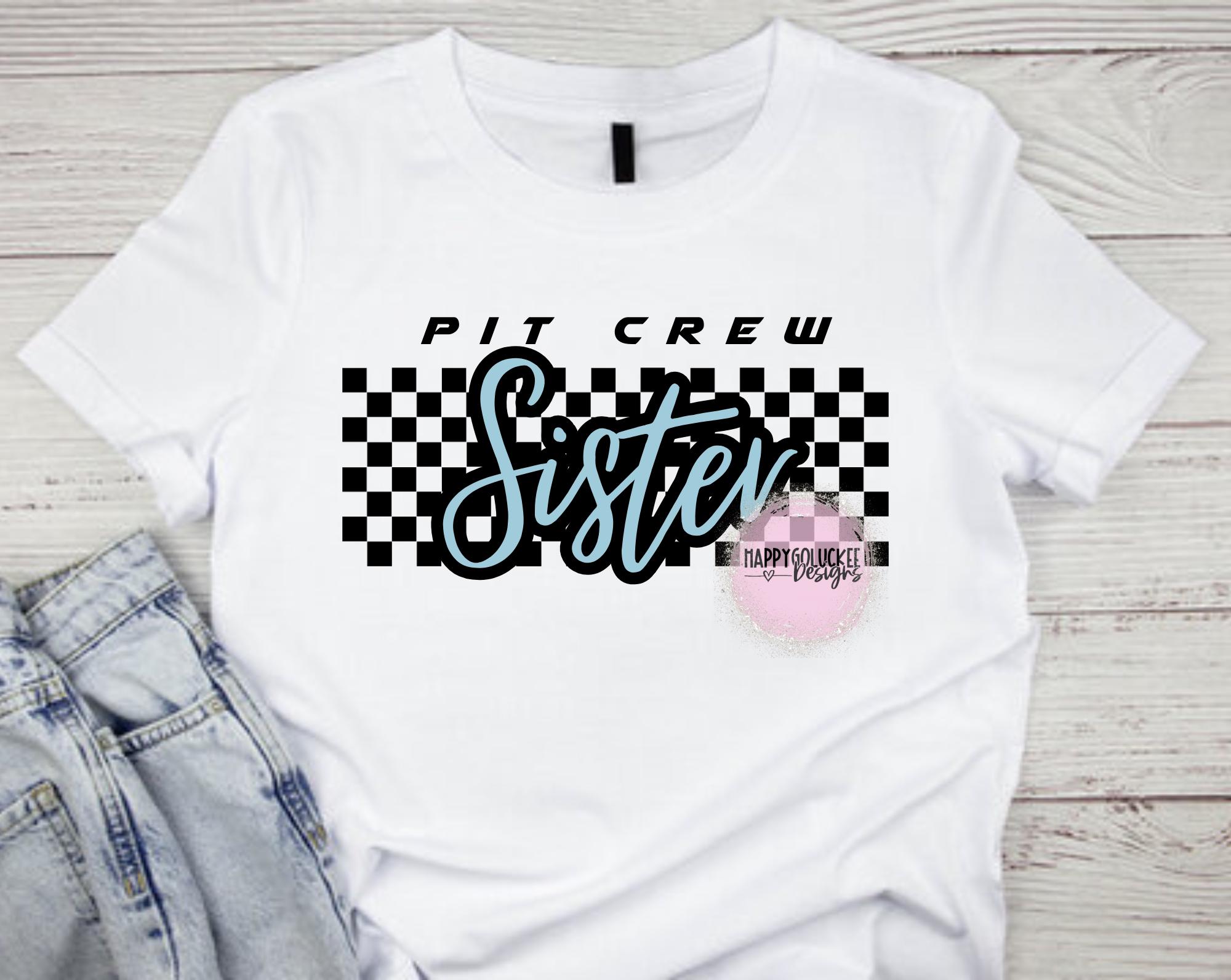 Pit Crew Sister PNG, Digital Download, Checkered, Light Blue and Black ...