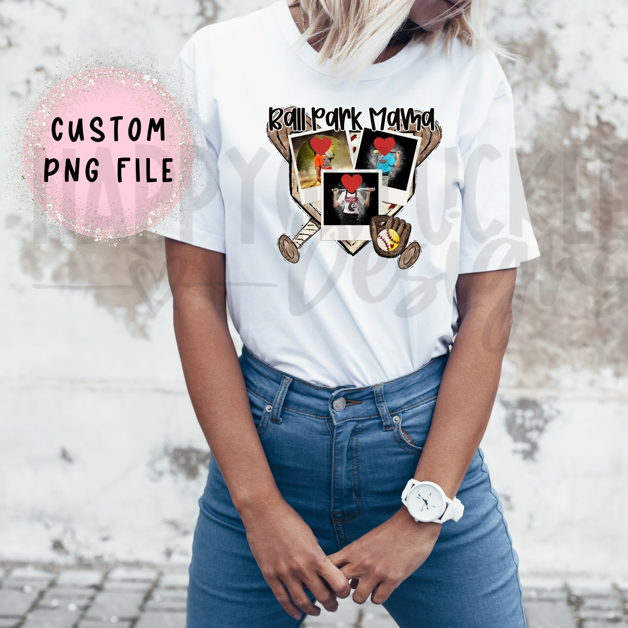 Ballpark Mama Custom Photo of 3, Png File, Instant Download, Mom of ...