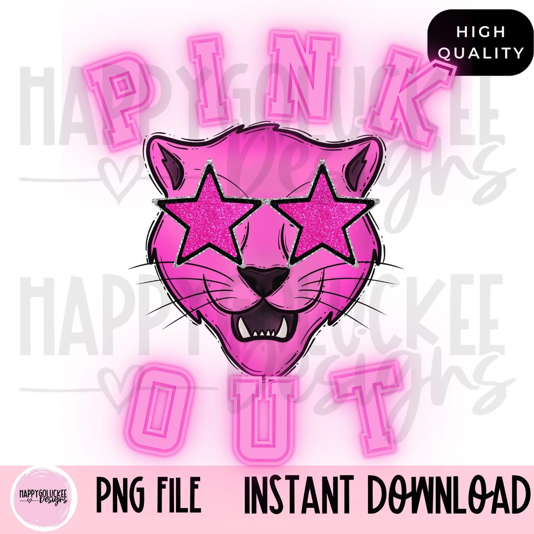 Panthers Neon Pink Out PNG, Preppy Mascot Style, Breast Cancer ...