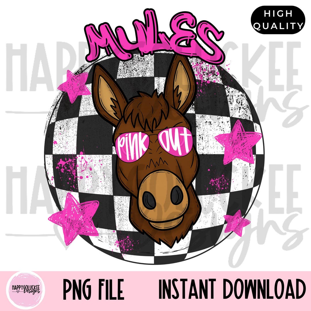 Pink OUT Mules PNG, Mule Mascot, Mascot Digital Download, School Spirit ...