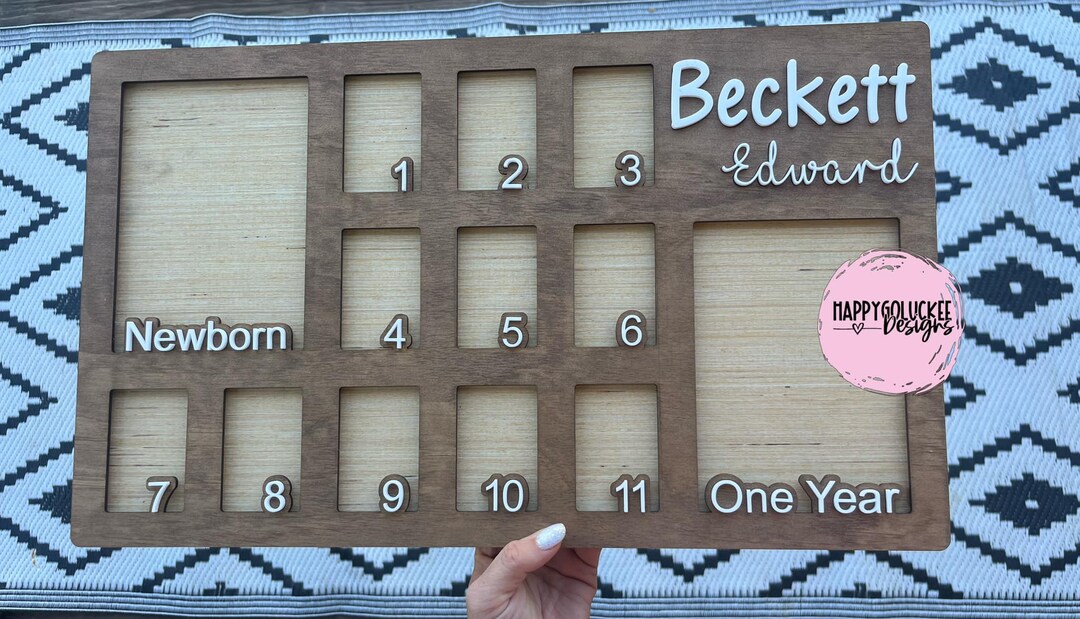 Birth to One Year Picture Frame / Wooden Personalized First Year / Baby ...