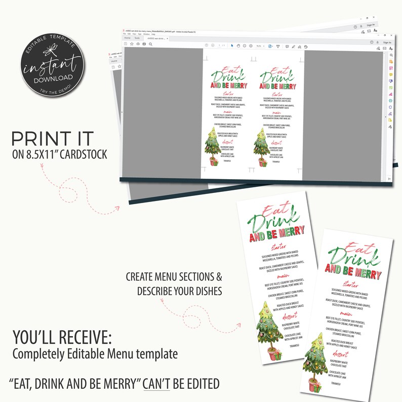 Personalized Christmas Tree Menu Eat Drink Be Merry Christmas Menu ...