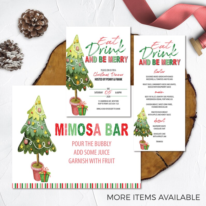 Personalized Christmas Tree Menu Eat Drink Be Merry Christmas Menu ...