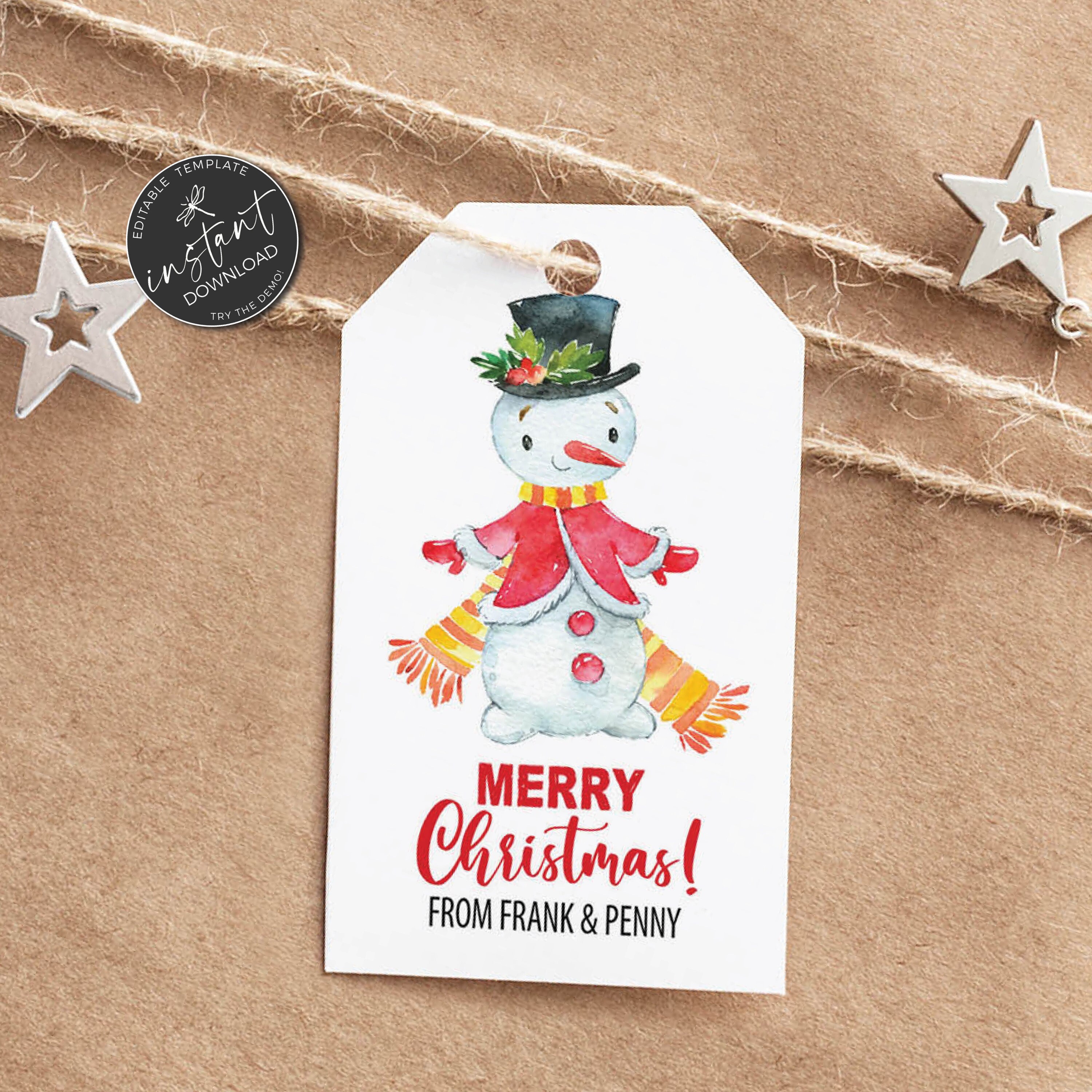 Set of 3 Personalized Snowman Tags Snowman Gift Tags | Etsy