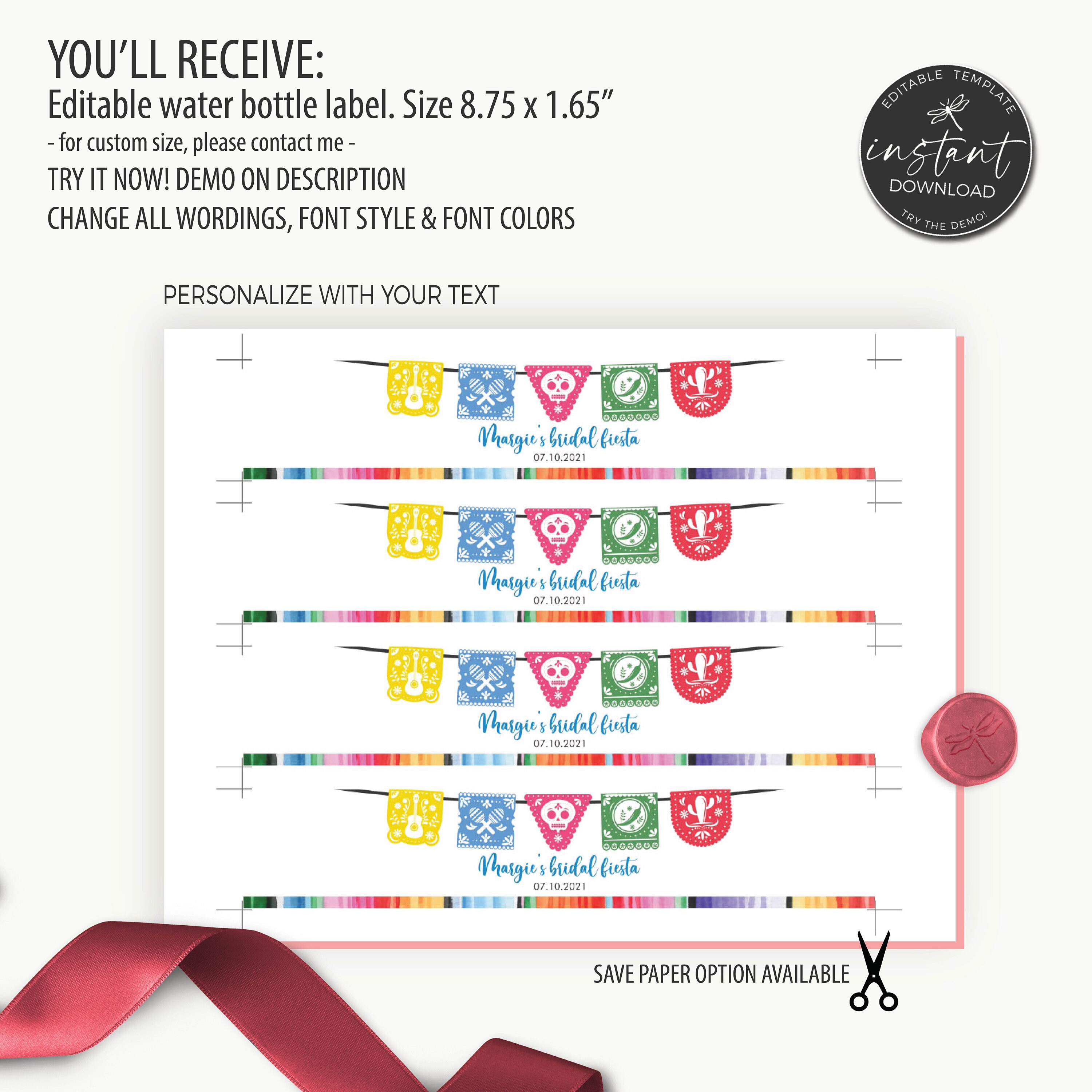 Mexican Water Bottle Labels, Fiesta Party Favors, Mexican Party Favors ...
