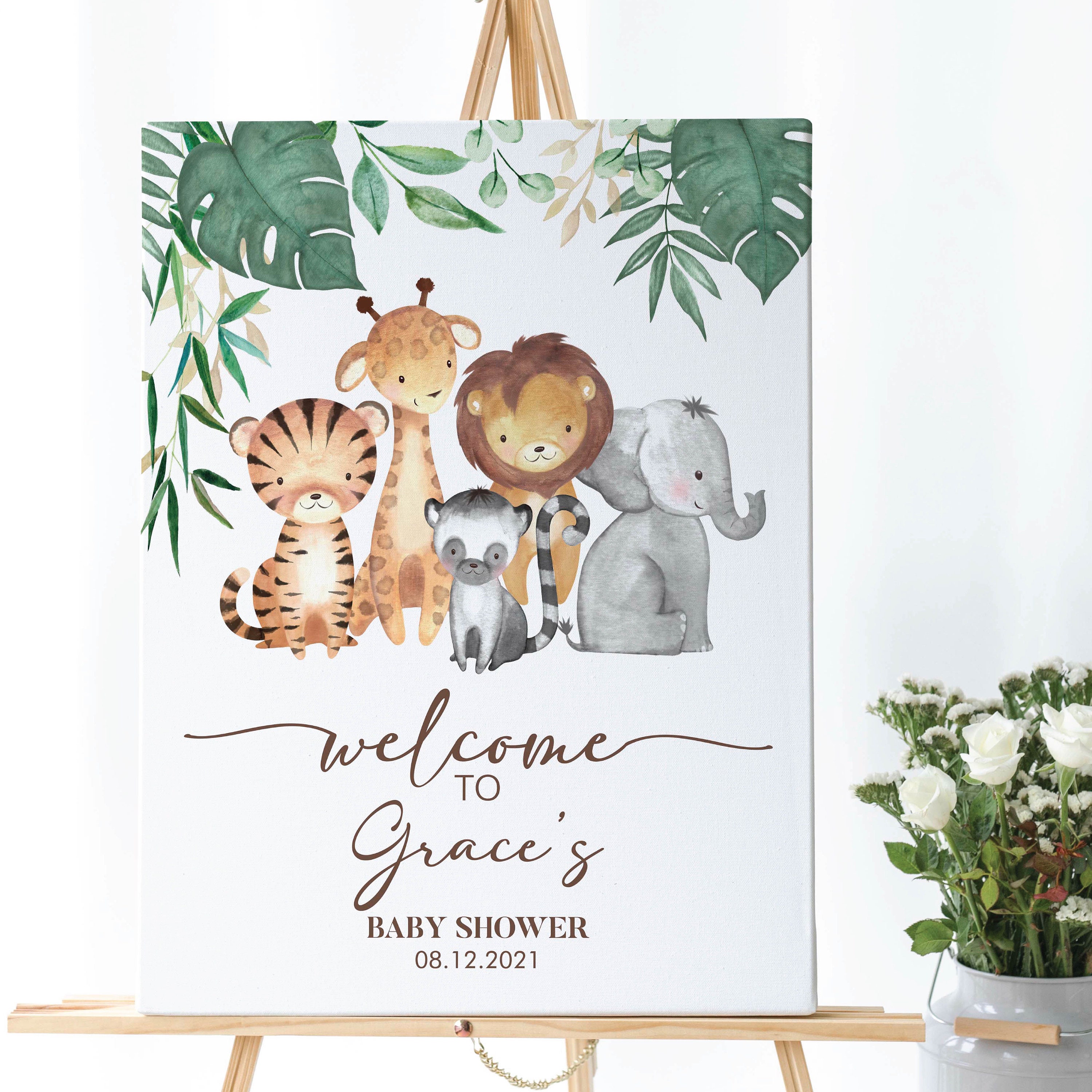 Jungle Welcome Sign, Safari Baby Shower Welcome Sign, First Birthday ...