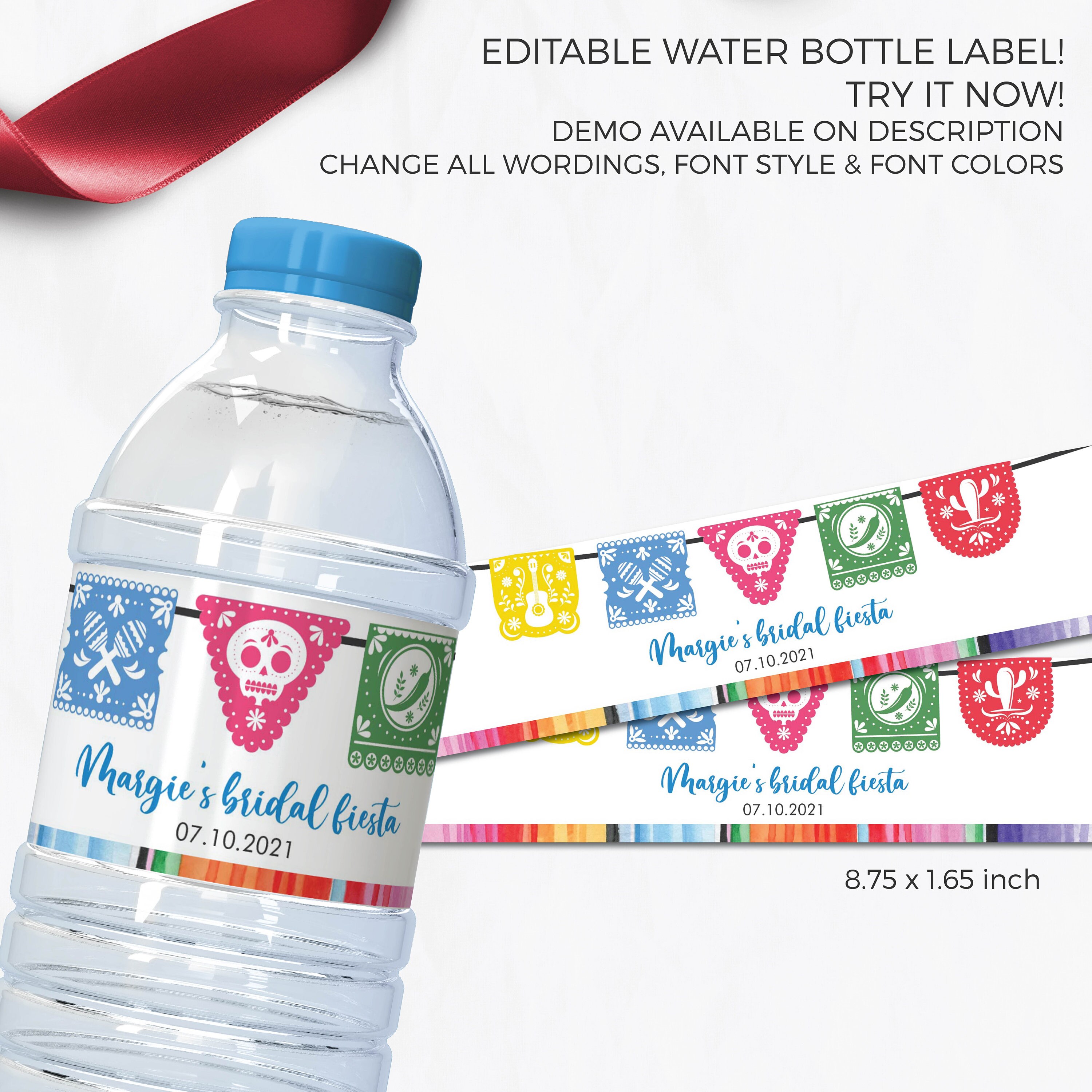 Mexican Water Bottle Labels, Fiesta Party Favors, Mexican Party Favors ...
