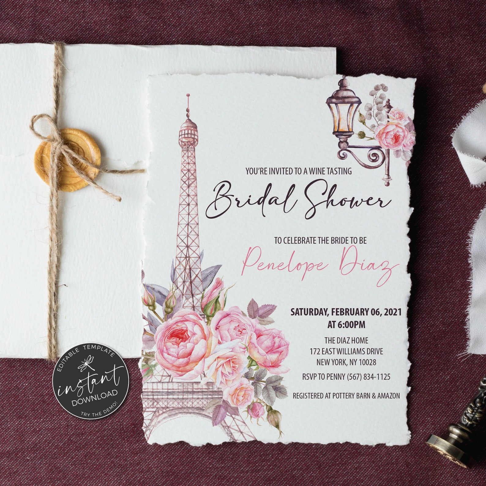 Paris Bridal Shower Invitation, Rose Paris Invitation, French Baby ...