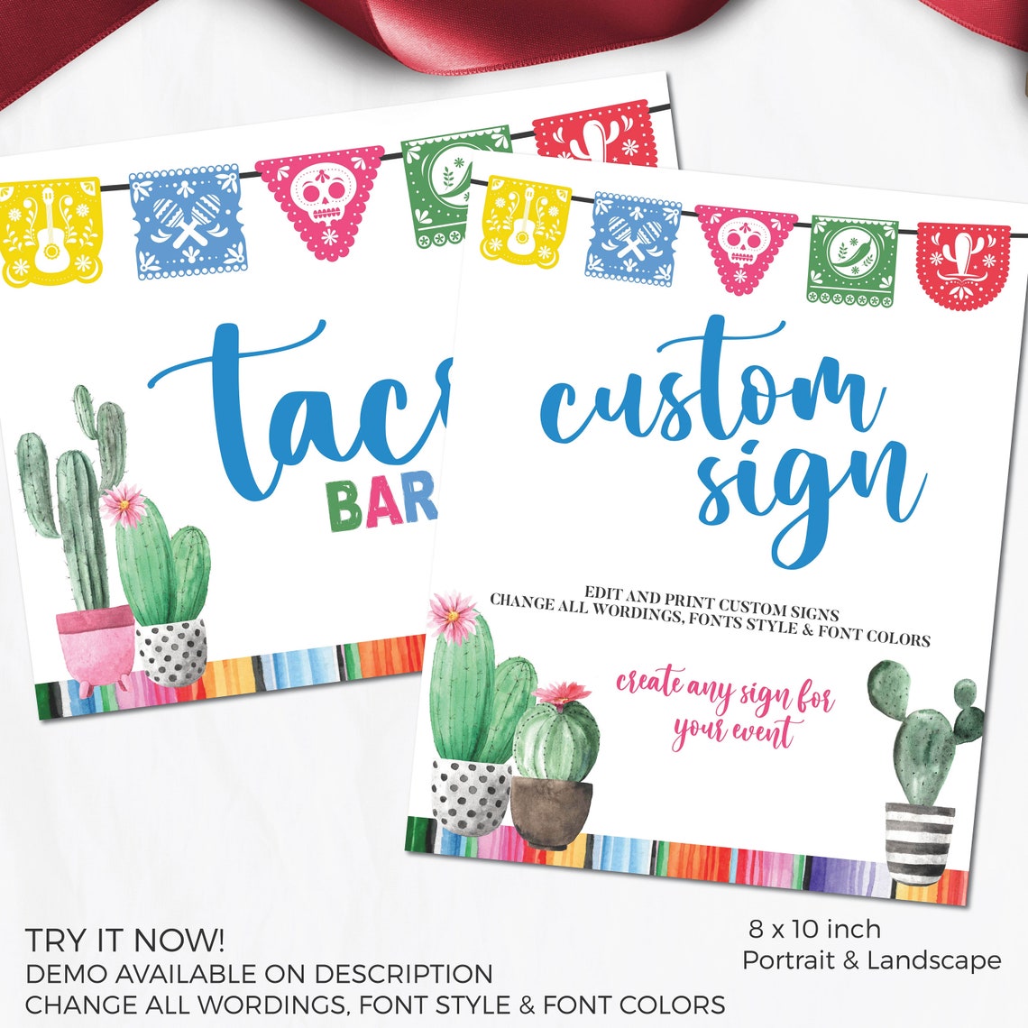 Fiesta Bridal Shower Signs, Mexican Fiesta Signs, Cinco De Mayo Custom ...