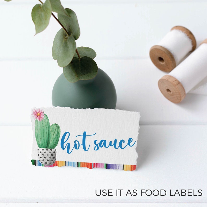 Fiesta Food Labels, Mexican Fiesta Place Cards, Cinco De Mayo, Seating ...