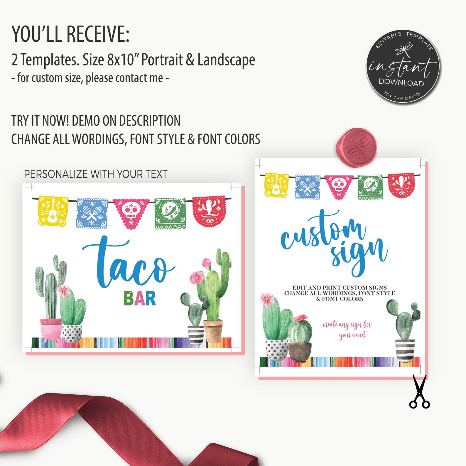 Fiesta Bridal Shower Signs, Mexican Fiesta Signs, Cinco De Mayo Custom ...
