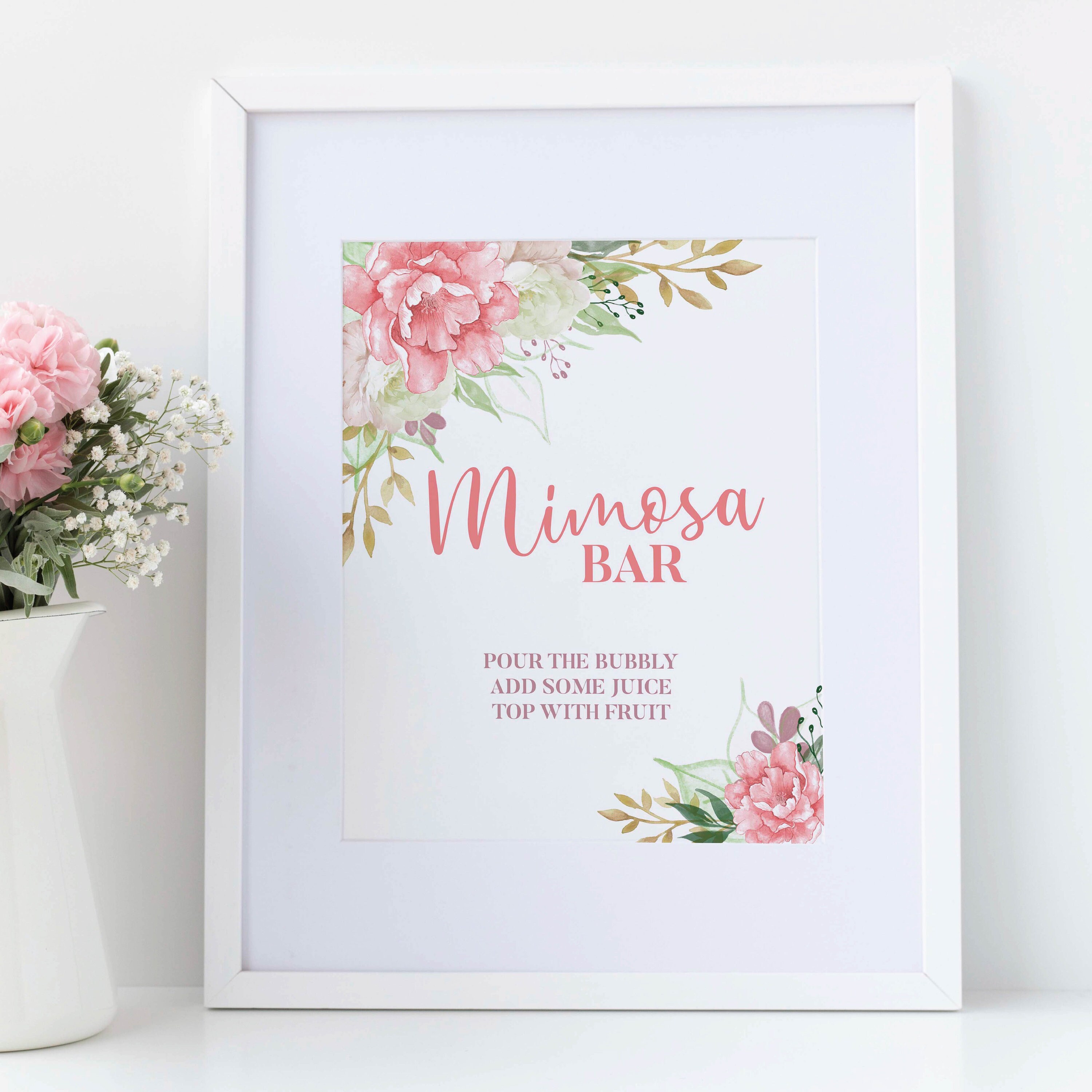 Set of 2 Pink Floral Greenery Signs, Flowers Custom Sign, Wedding ...