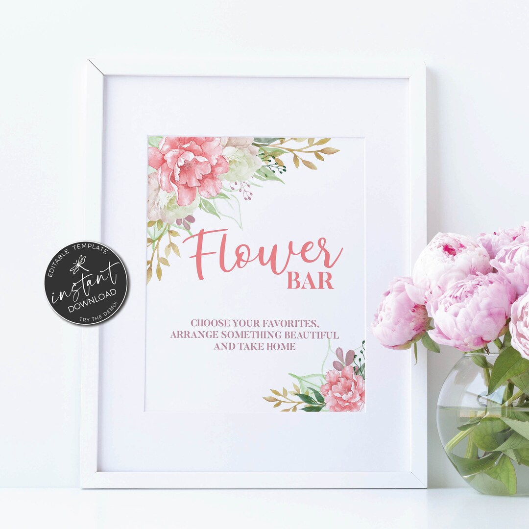 Juego de 2 letreros florales rosados, letrero personalizado de flores ...